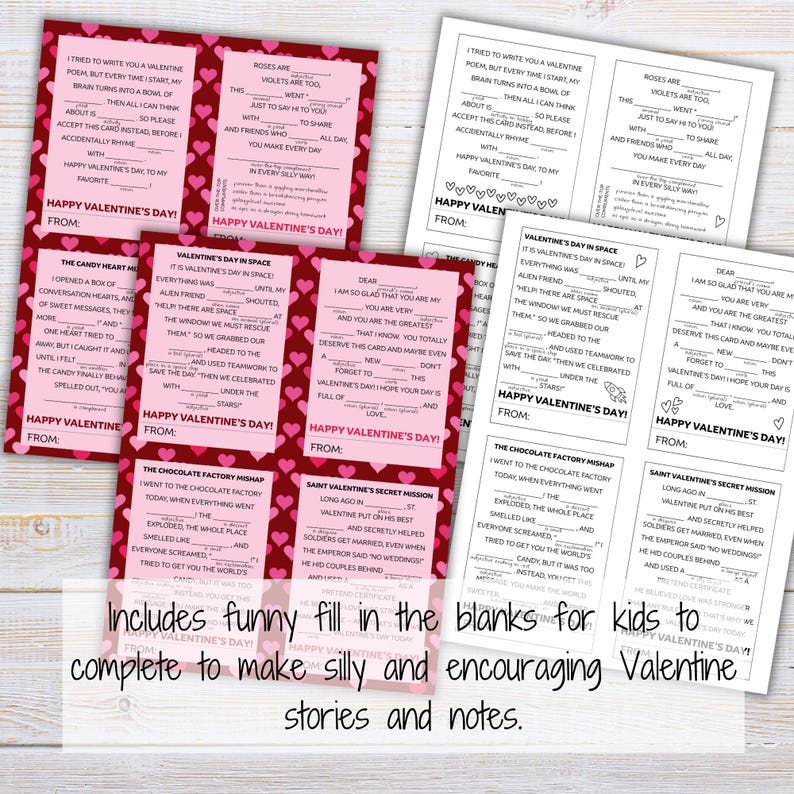 Printable Mad Libs Inspired Valentines | Cute Funny Fill in the Blank ...