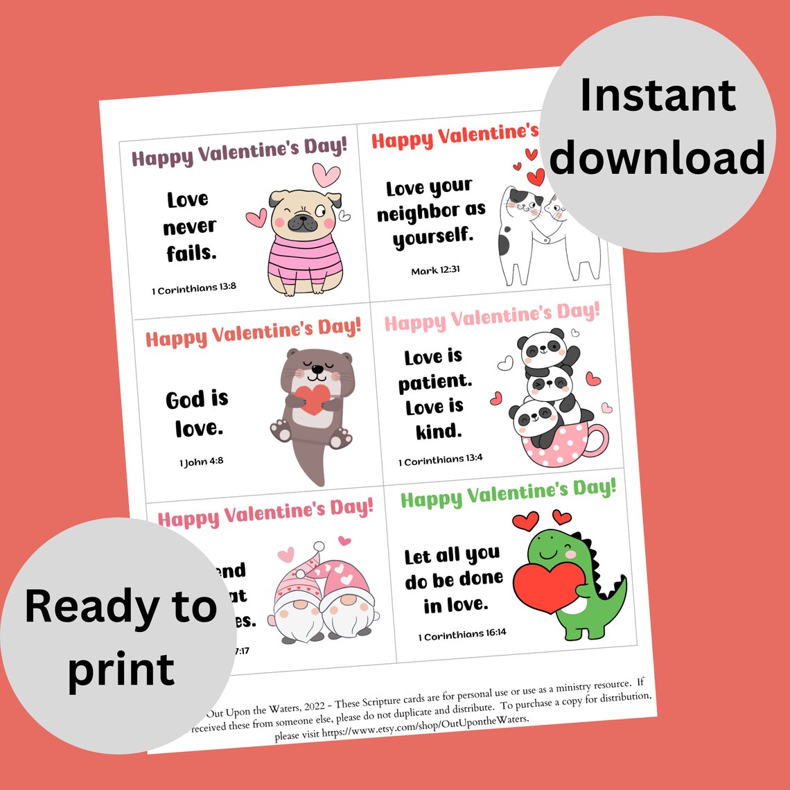 Printable Scripture Valentine Cards | Christian Kids Valentines | God's ...