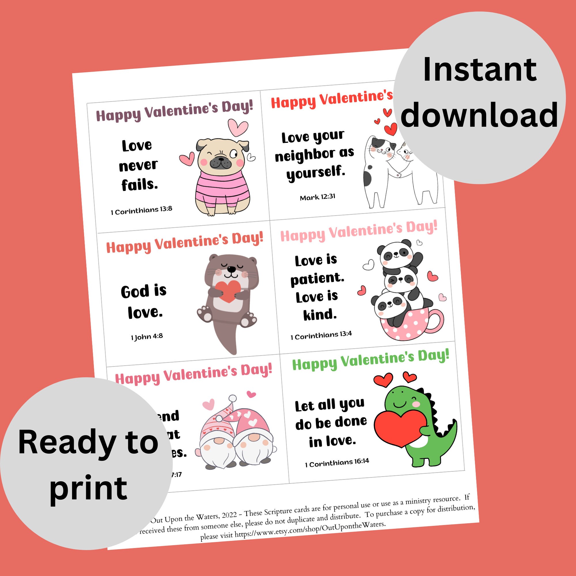 Printable Scripture Valentine Cards Christian Kids Valentines God's ...