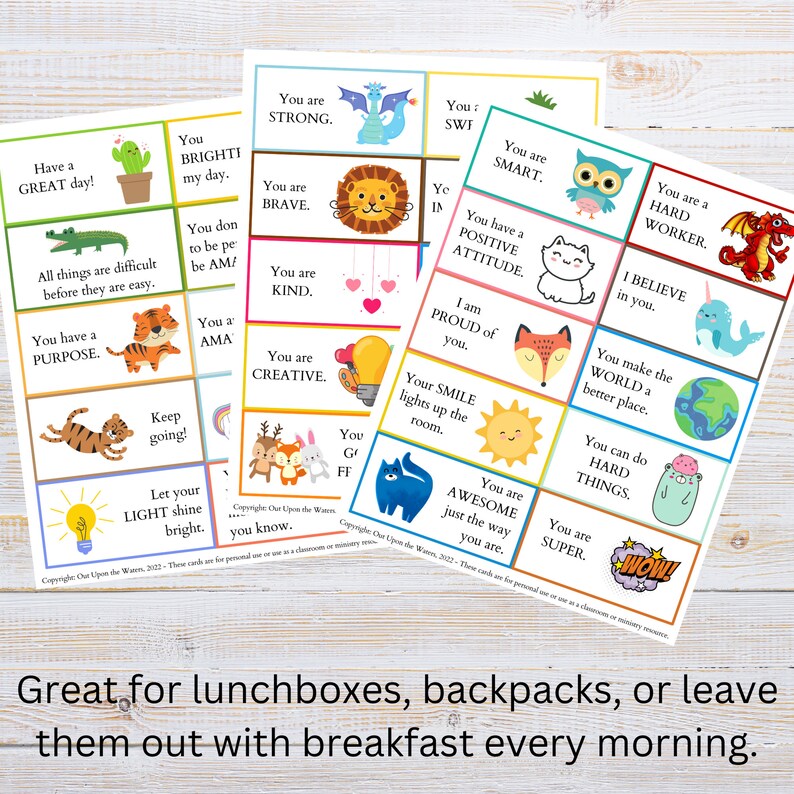 Affirmation Lunchbox Notes | Affirmation Cards for Kids | Student Love ...