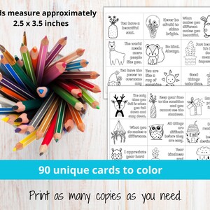 Mindfulness Cards to Color | Printable Kindness Cards | Gratitude and ...