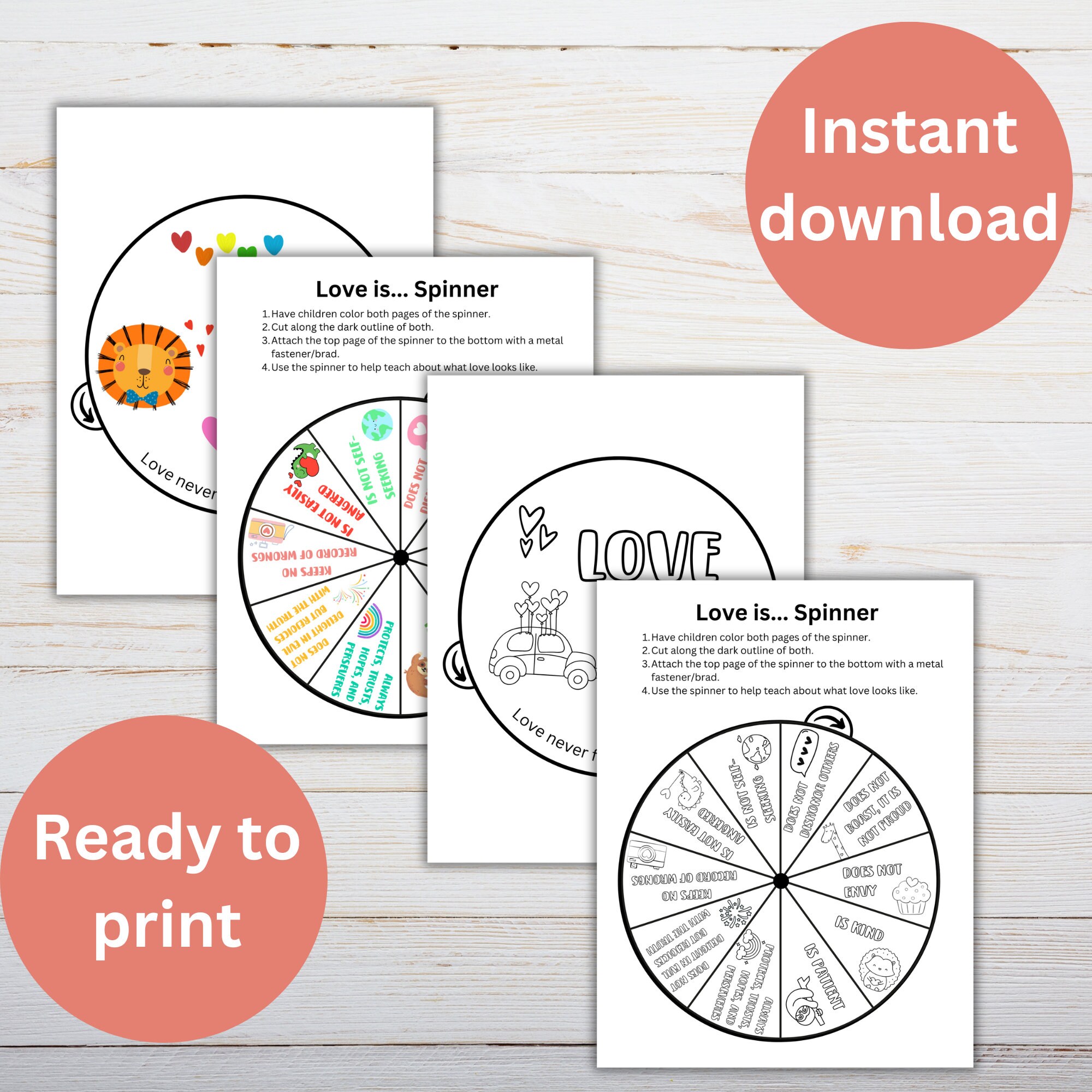 Gods Love Bible Craft Spinner | 1 Corinthians 13 Craft | Christian ...