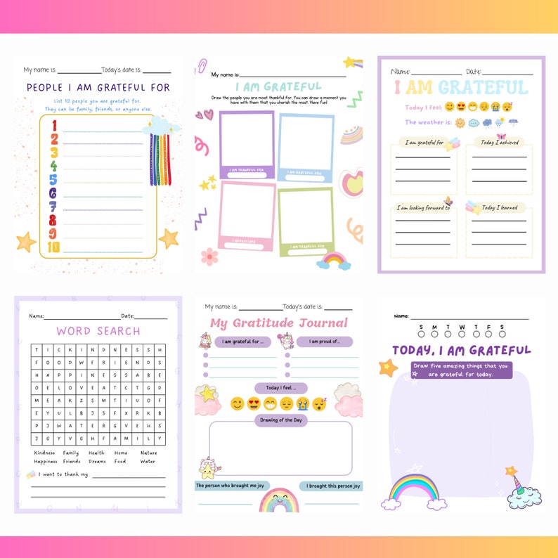 Rainbow Kids' Gratitude Journal | Gratitude Reflection Pages ...
