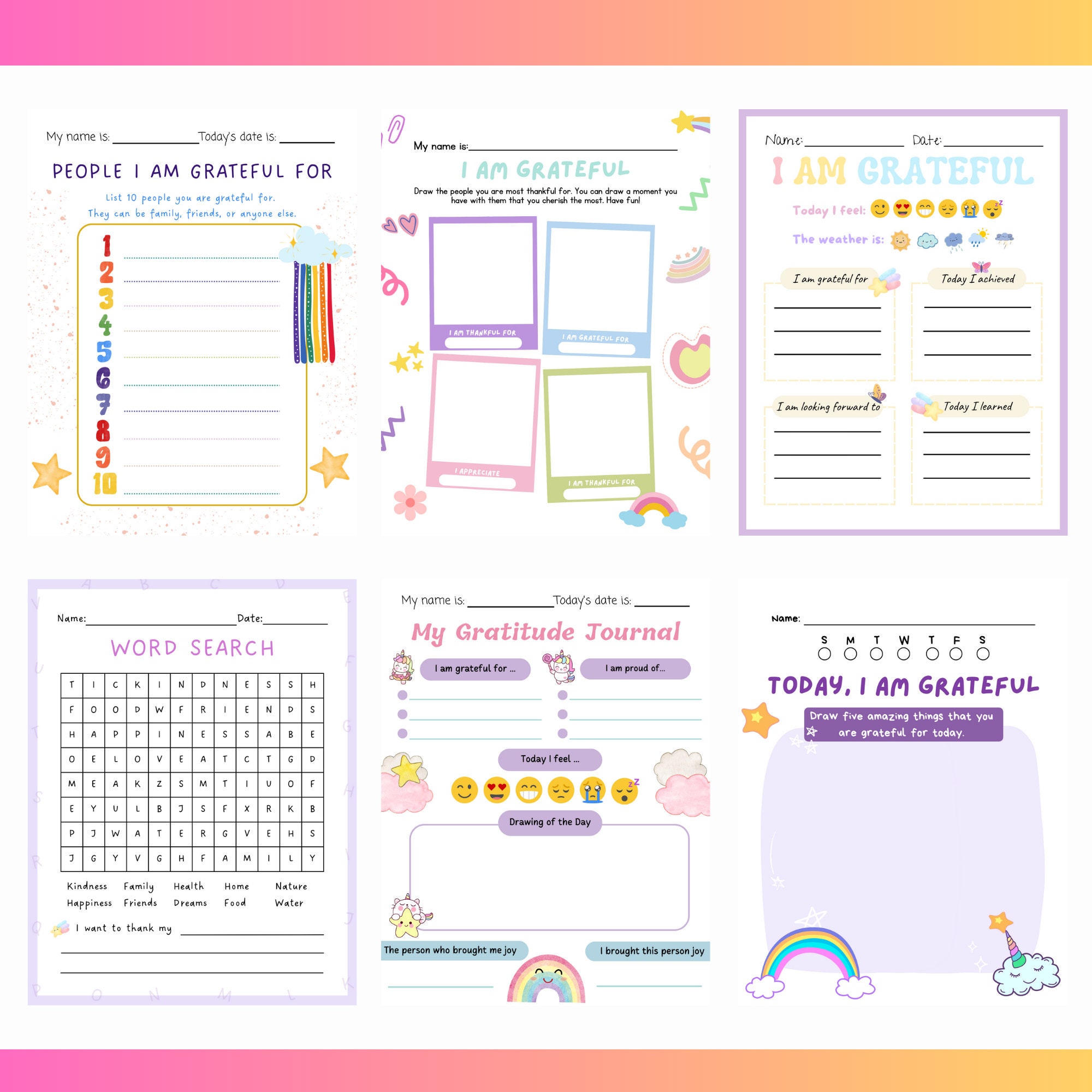 Rainbow Kids' Gratitude Journal | Gratitude Reflection Pages ...