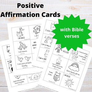 Biblical Affirmations for Kids | Bible Affirmation Cards to Color ...