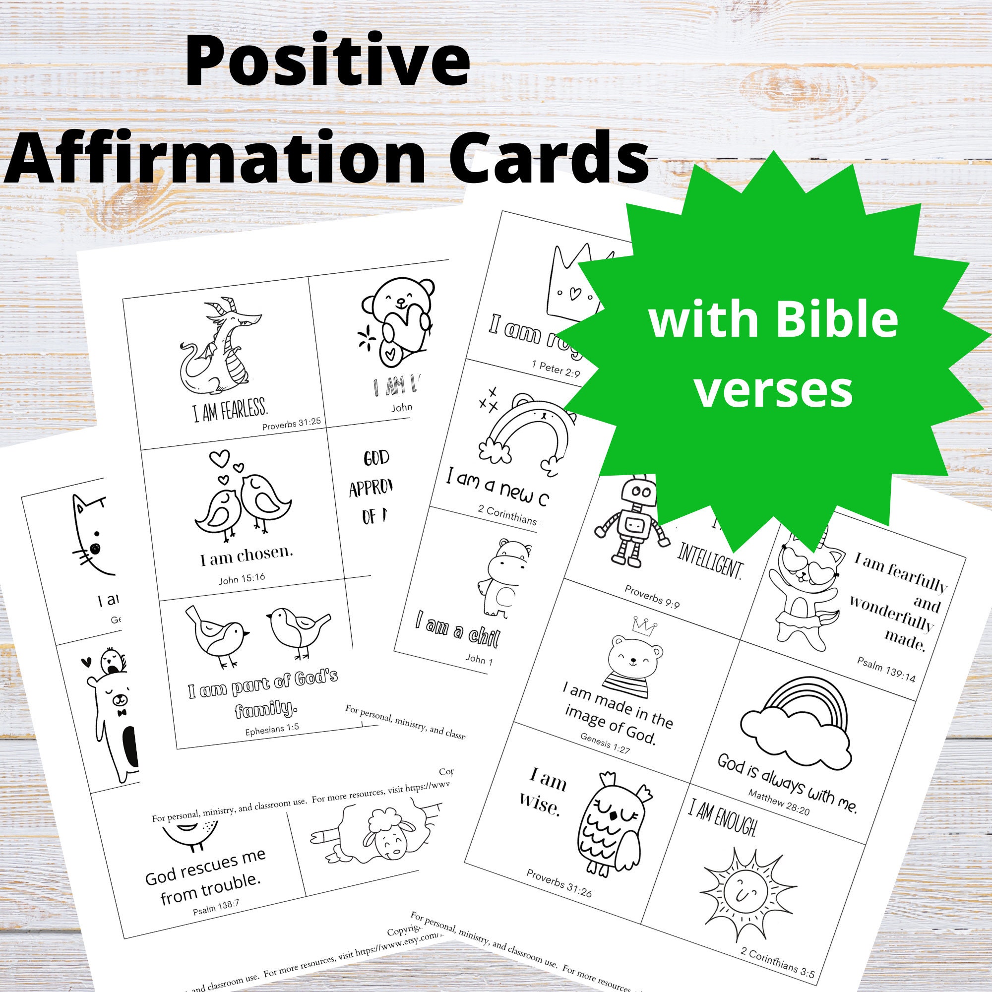 Biblical Affirmations for Kids | Bible Affirmation Cards to Color ...