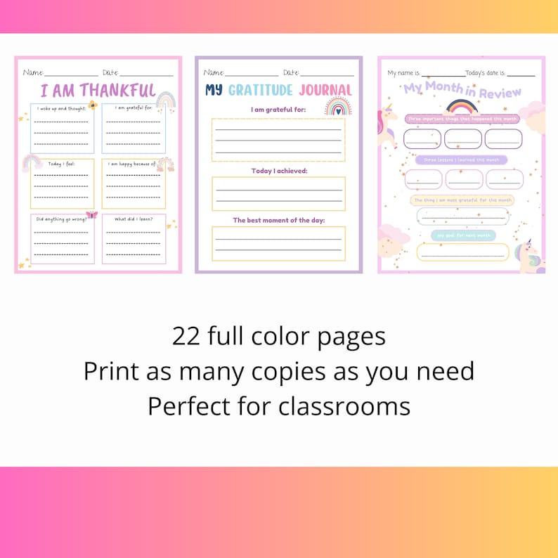 Rainbow Kids' Gratitude Journal | Gratitude Reflection Pages ...