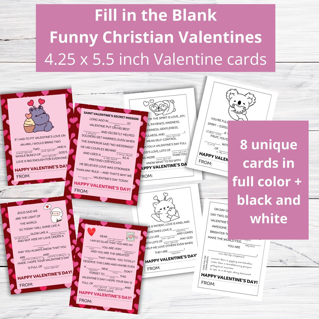 Printable Bible Verse Valentines | Cute Christian Mad Libs Inspired ...