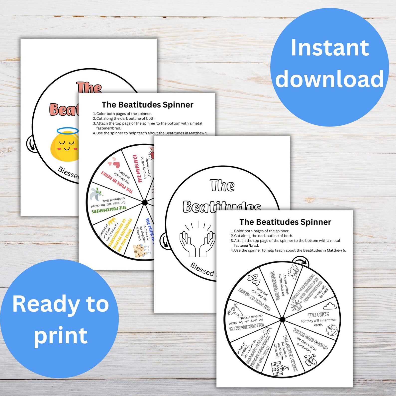 Beatitudes Bible Craft Story Spinner | Beatitudes Coloring Page ...