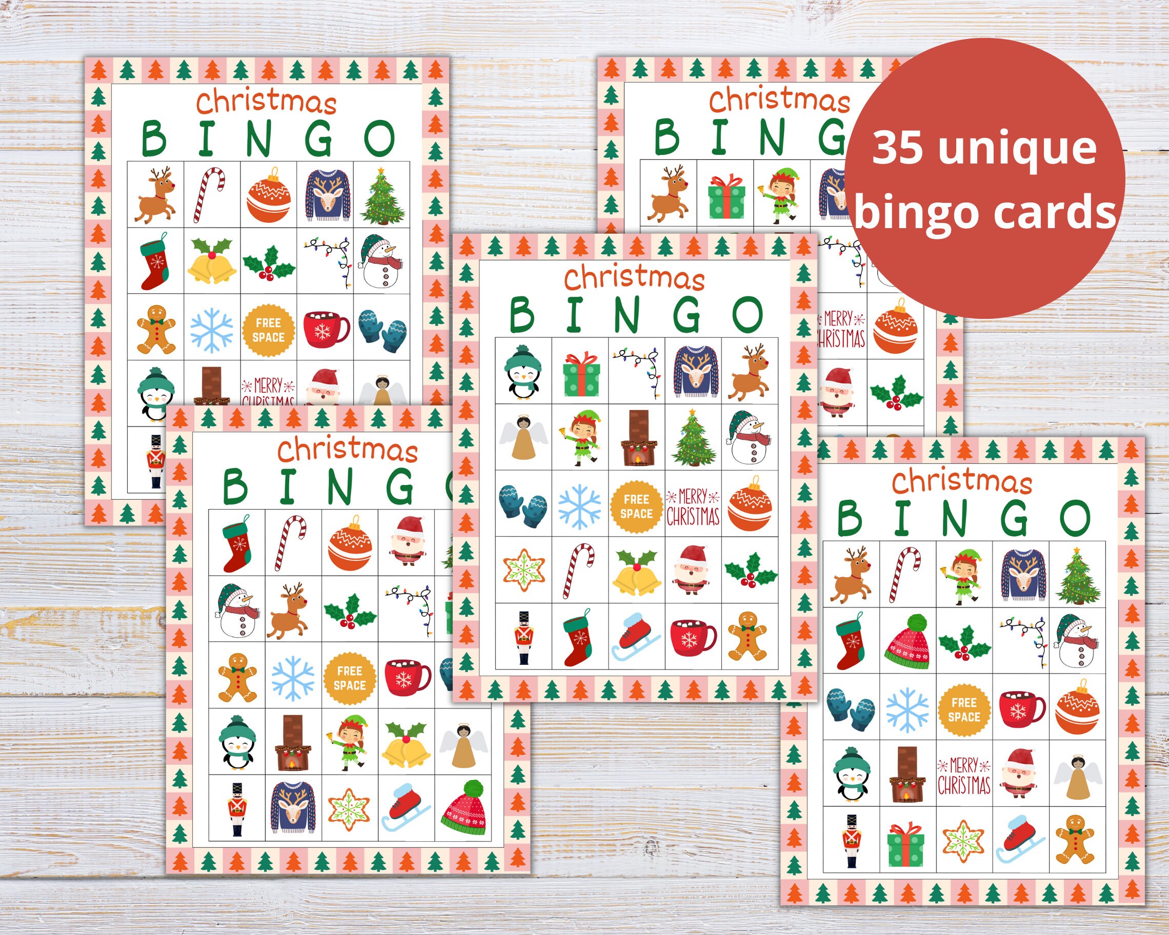 Printable Christmas Bingo Christmas Activity for Kids 35 Unique Bingo ...