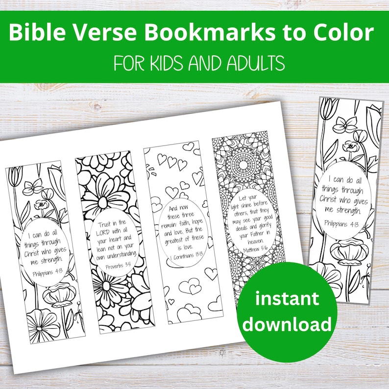 Bible Verse Bookmarks to Color | Bible Coloring Page for Kids and ...