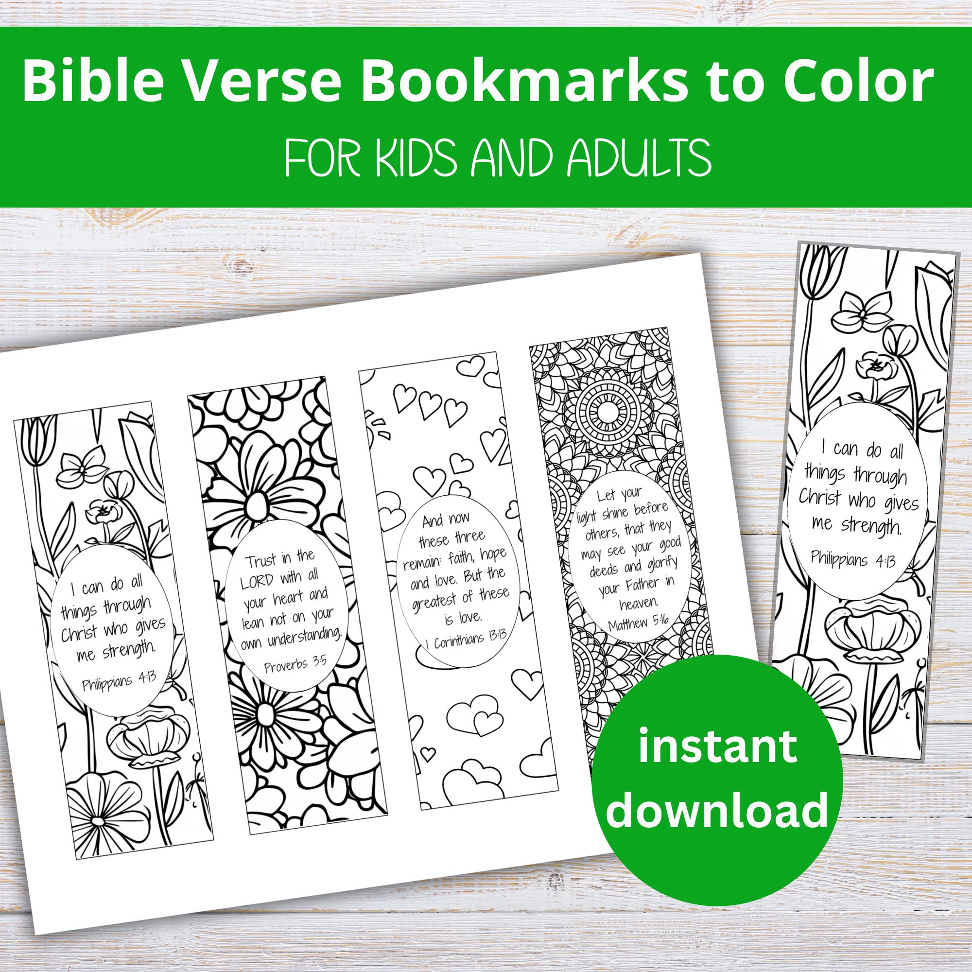 Bible Verse Bookmarks to Color | Bible Coloring Page for Kids and ...