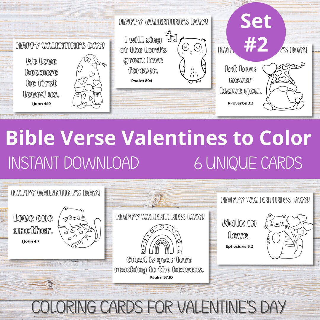 Valentine Printable Coloring Cards Set #2 | Bible Verse Valentines ...