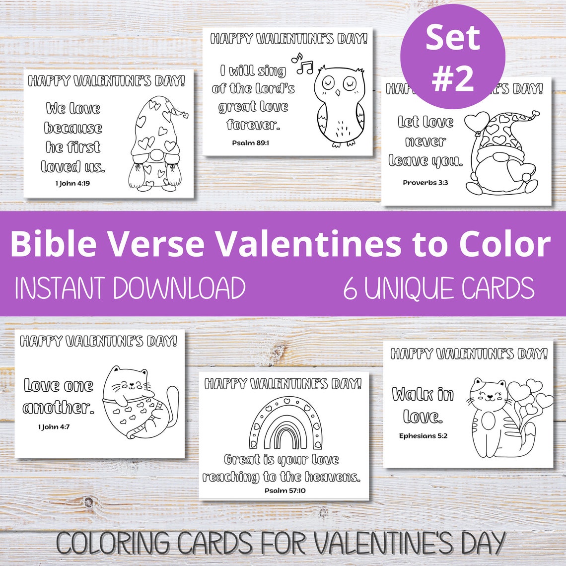Valentine Printable Coloring Cards Set #2 | Bible Verse Valentines ...