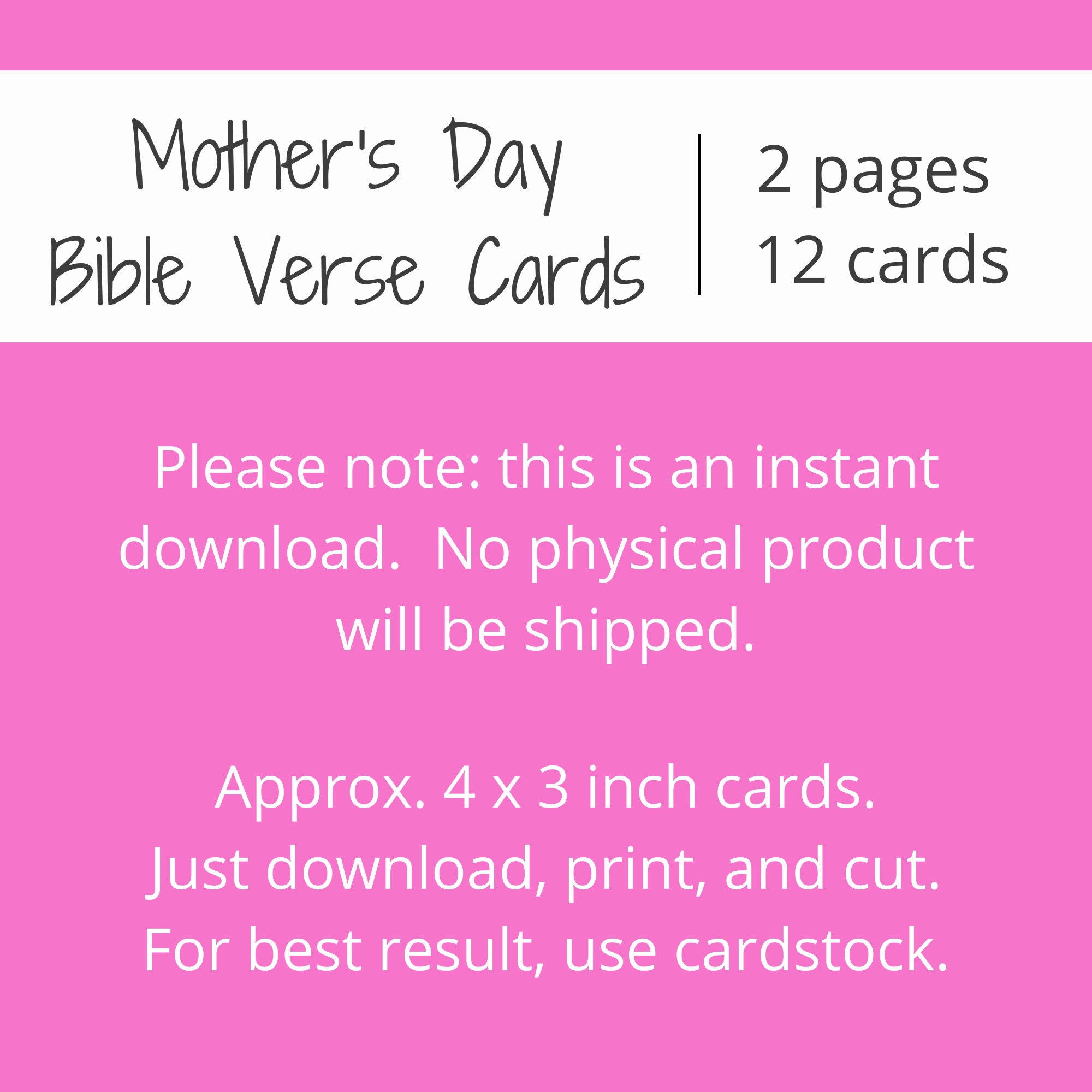 Mothers Day Bible Verse Cards | Mothers Day Scripture Cards | Bible ...