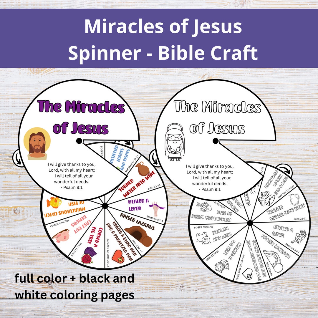 Miracles of Jesus Bible Craft | Sunday School Story Spinner | Bible ...