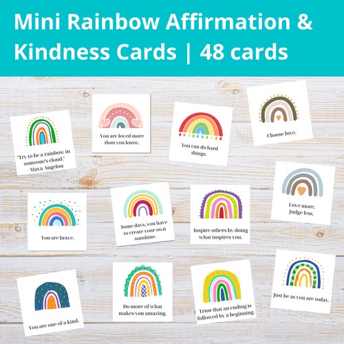 Rainbow Kindness Cards PRINTABLE Compliment Cards for Kids - Etsy
