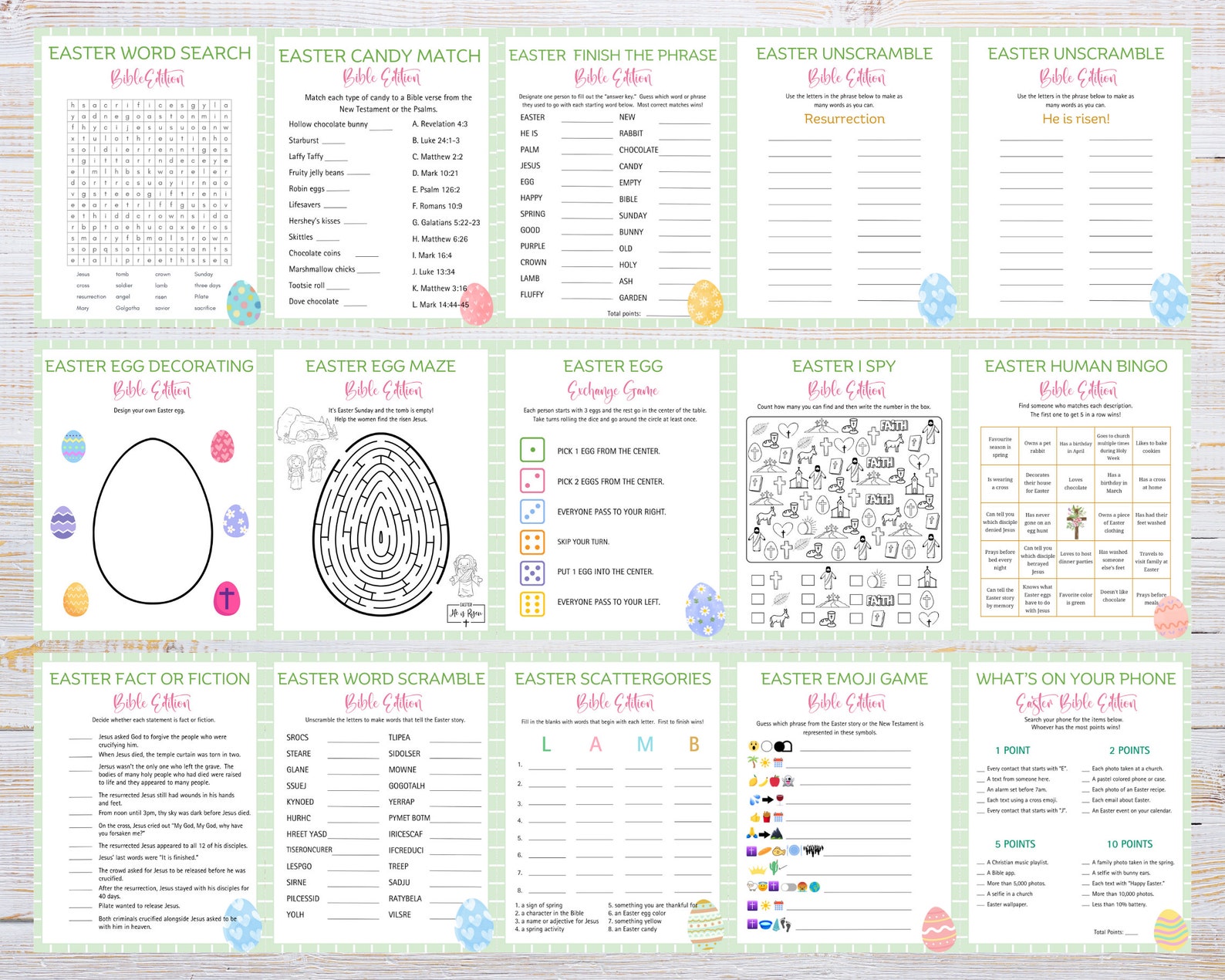 Bible Easter Games Bundle | Christian Easter Games for Kids and Adults ...
