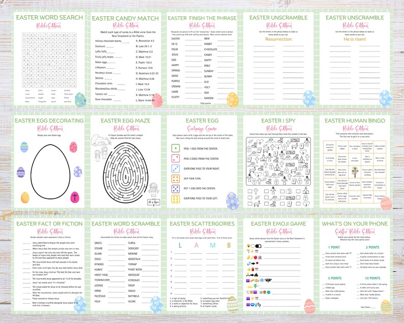 Bible Easter Games Bundle | Christian Easter Games for Kids and Adults ...