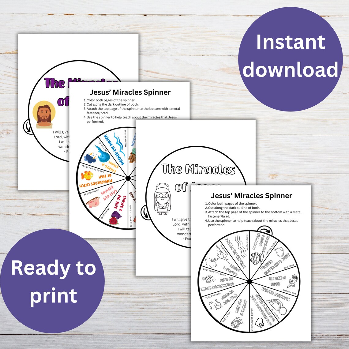 Miracles of Jesus Bible Craft | Sunday School Story Spinner | Bible ...
