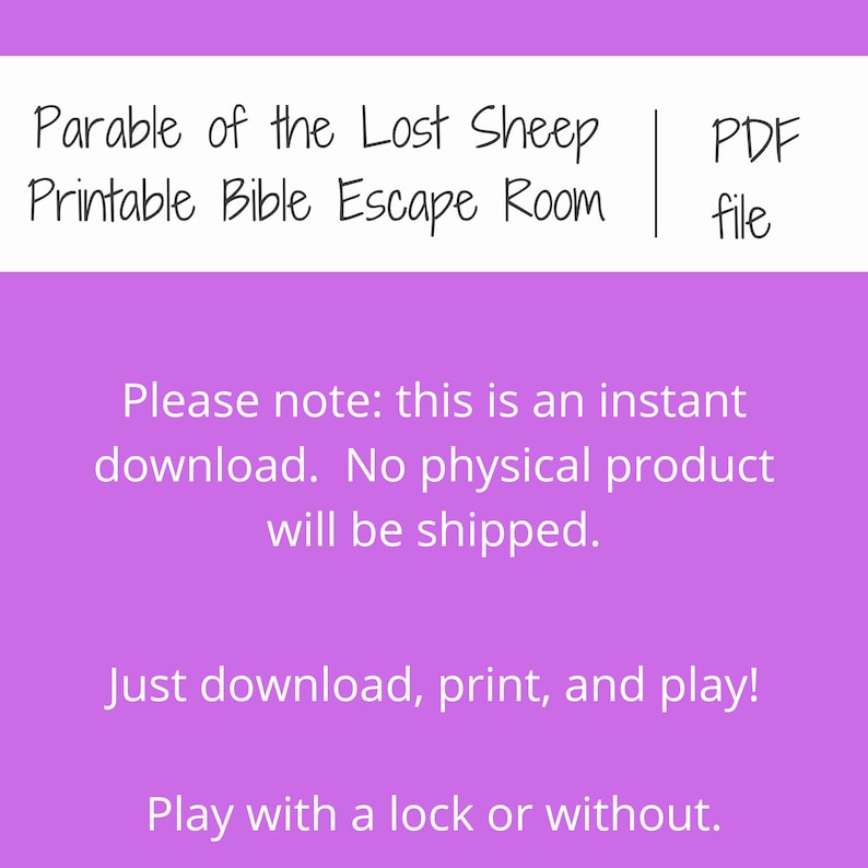 Parable of the Lost Sheep Printable Escape Room for Kids | Bible Escape ...
