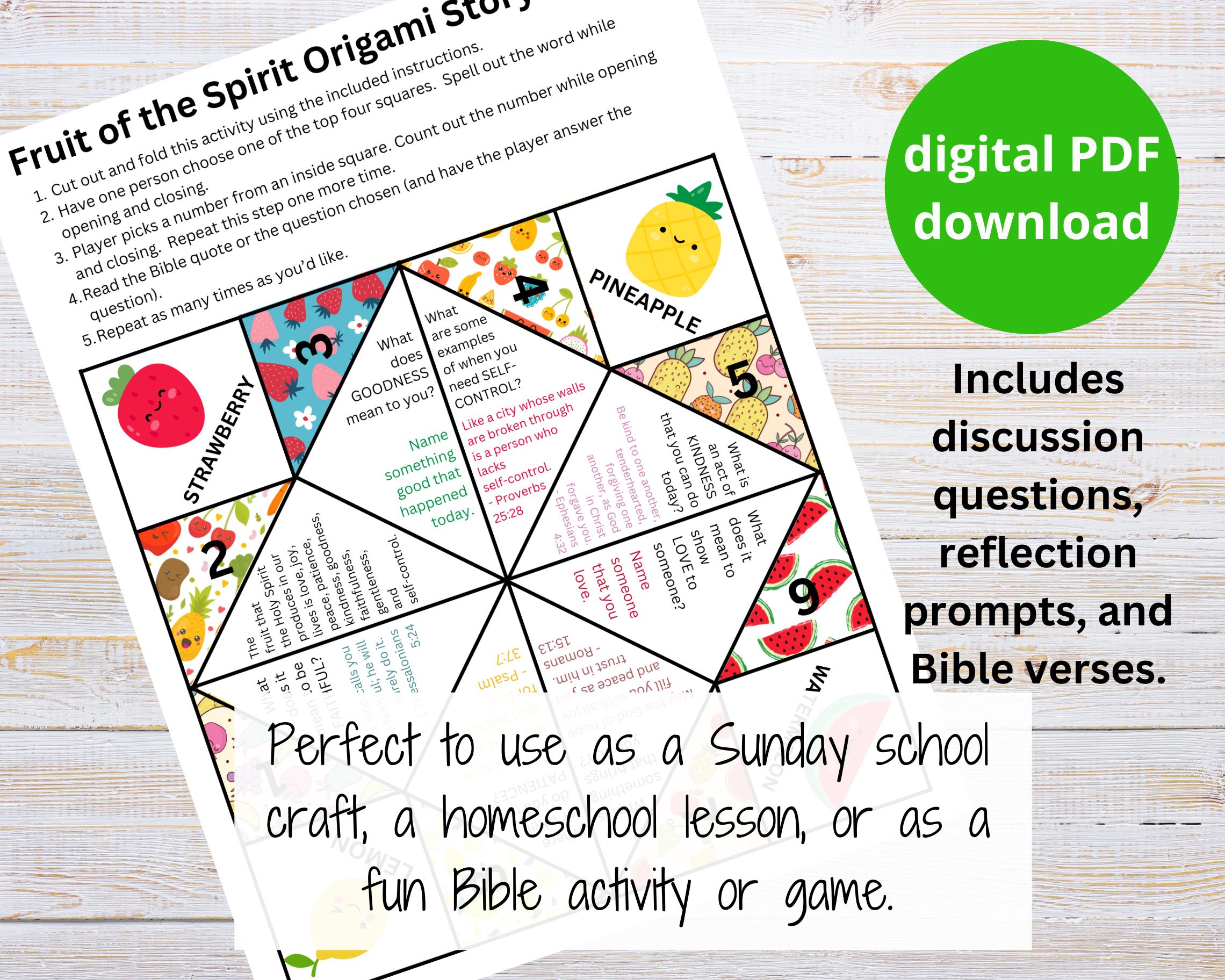 Fruit of the Spirit Bible Craft | Cootie Catcher | Printable Sunday ...