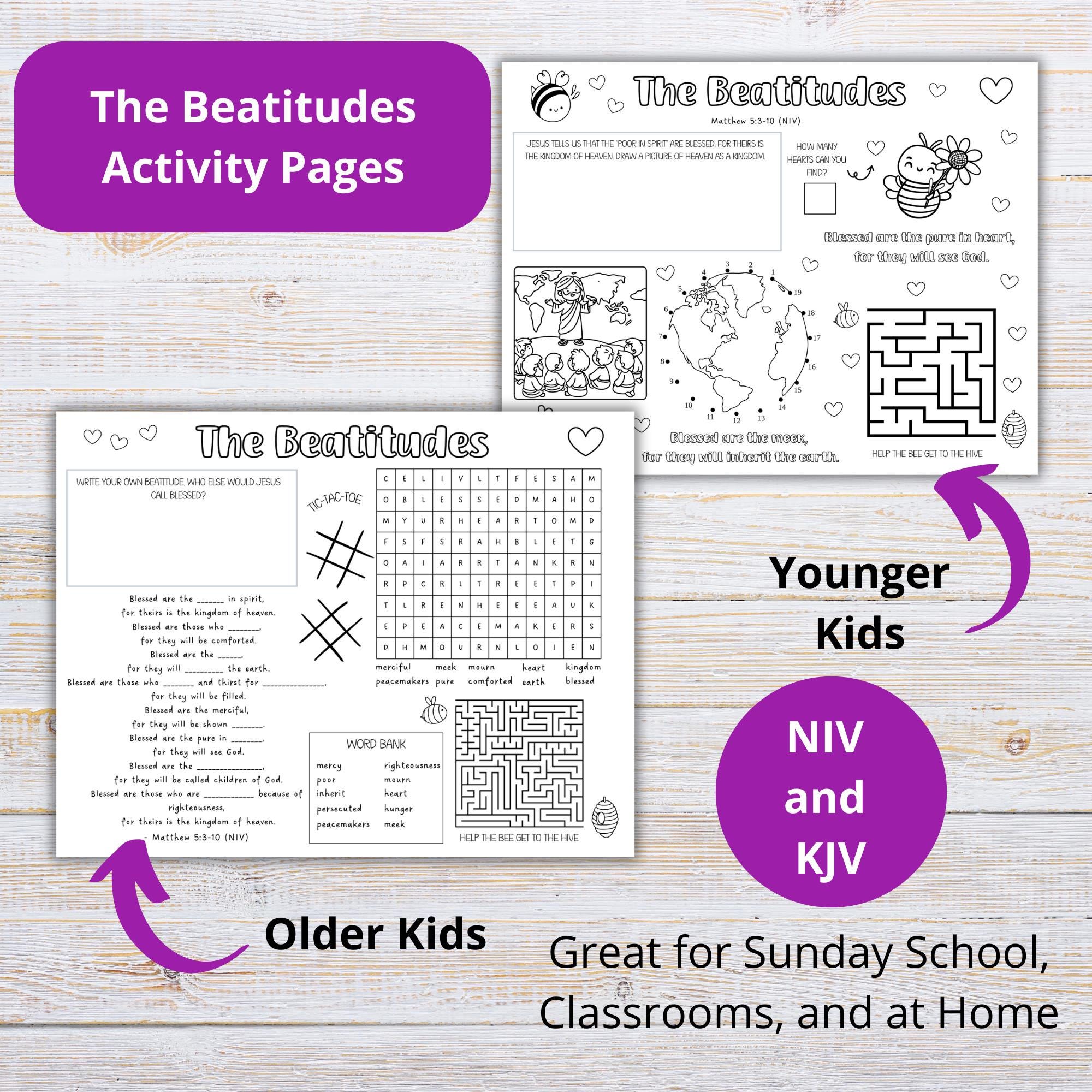 The Beatitudes Activity Placemat | Bible Activities and Games ...
