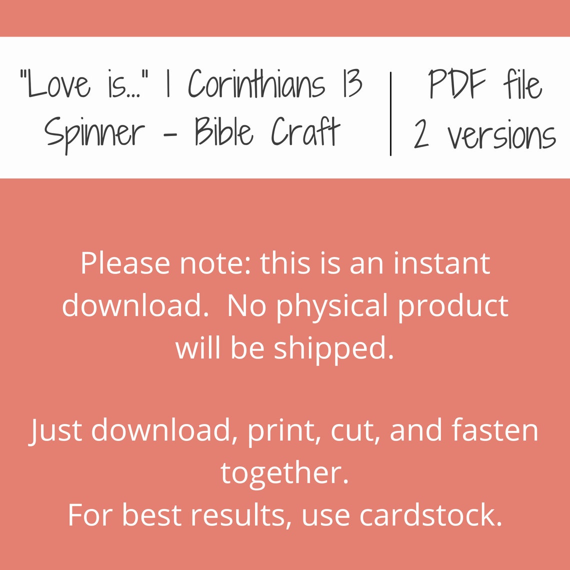 Gods Love Bible Craft Spinner | 1 Corinthians 13 Craft | Christian ...