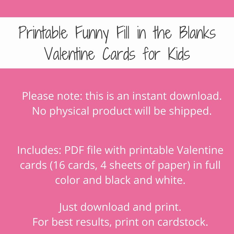 Printable Mad Libs Inspired Valentines | Cute Funny Fill in the Blank ...