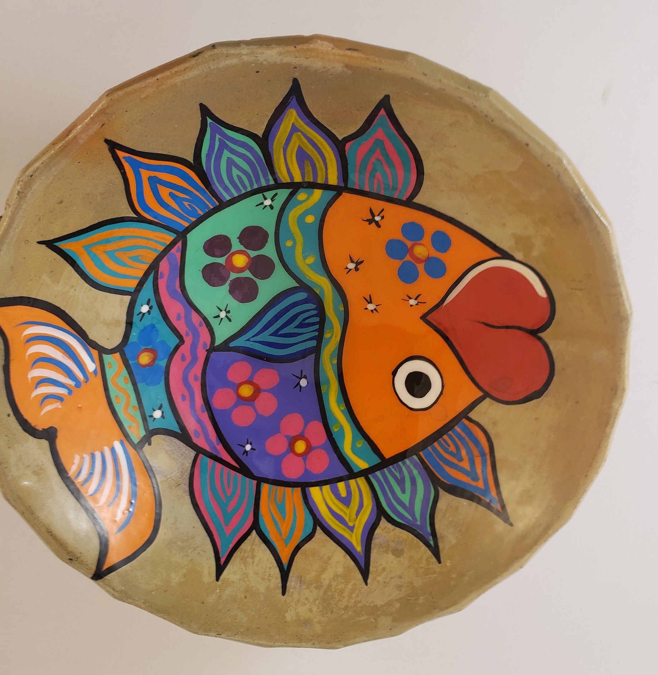 Vintage Fish Painted Mexican Pottery Bowl With Feet Signed by - Etsy