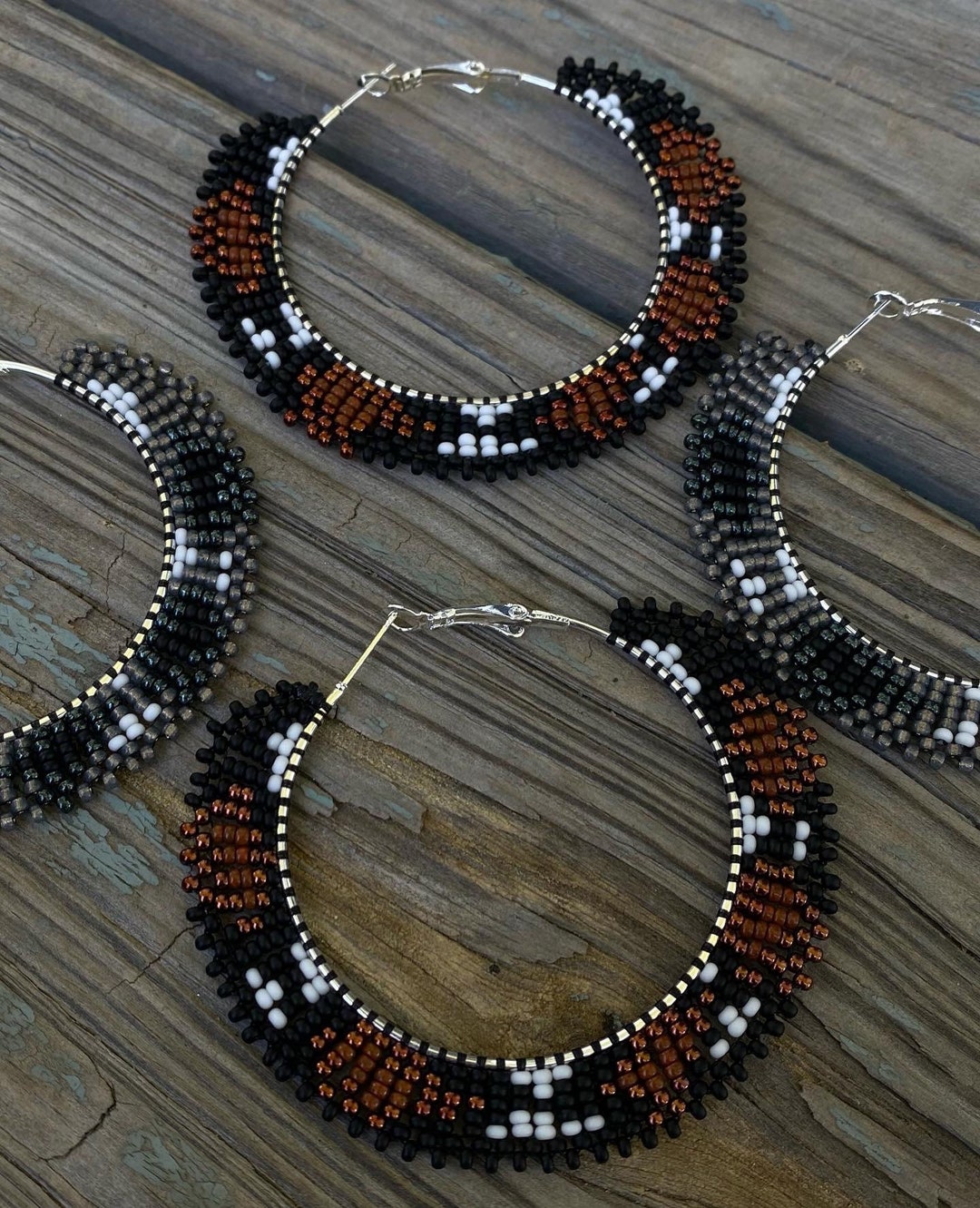 Beaded Snake Skin Hoops | Western Fashion Jewelry - Etsy