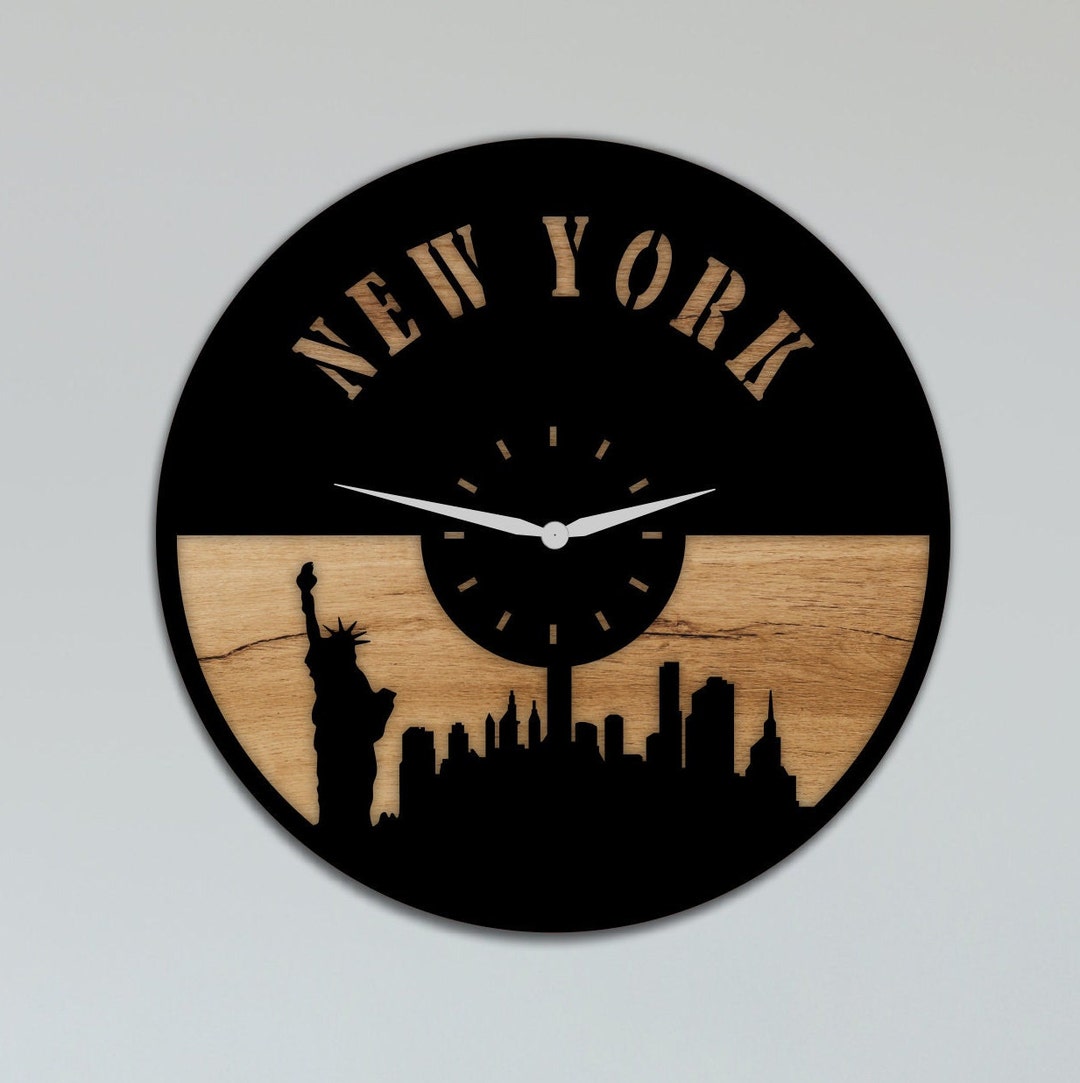 Laser Cut New York City Wall Clock File Statue of Liberty DXF, SVG, CDR ...