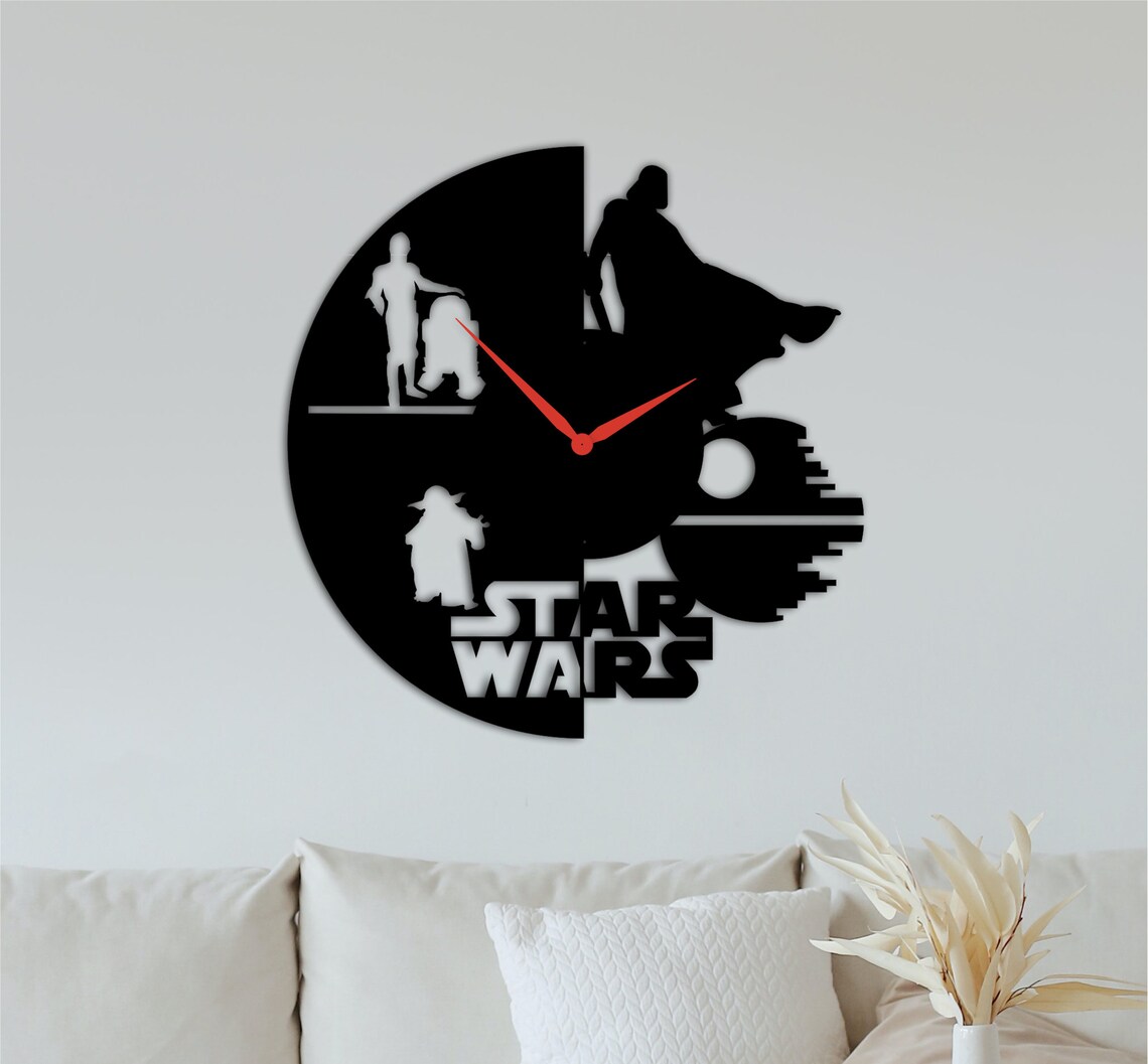 Laser Cut Star Wars Wall Clock File Darth Vader Glowforge Xtool Cnc DXF ...