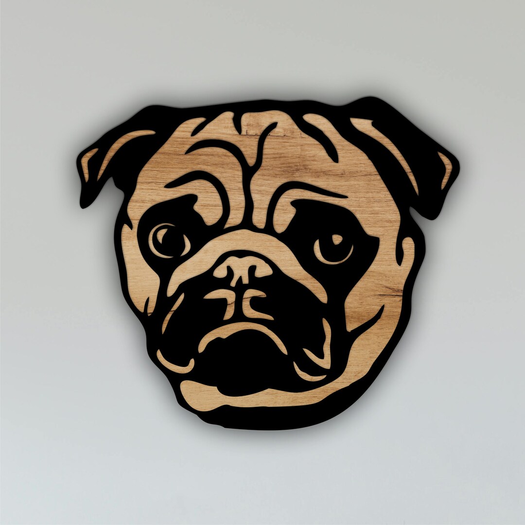 Peeking Pug Dog Laser Cut File Wall Art Glowforge Xtool Cricut Cnc SVG ...