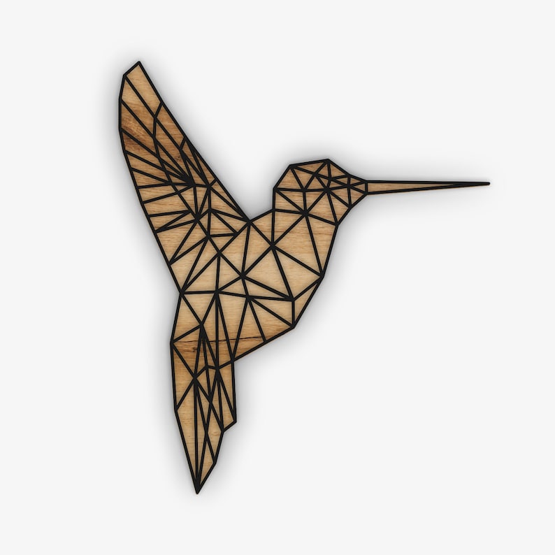 Archivo de corte láser de colibrí con patrón geométrico para arte mural ...