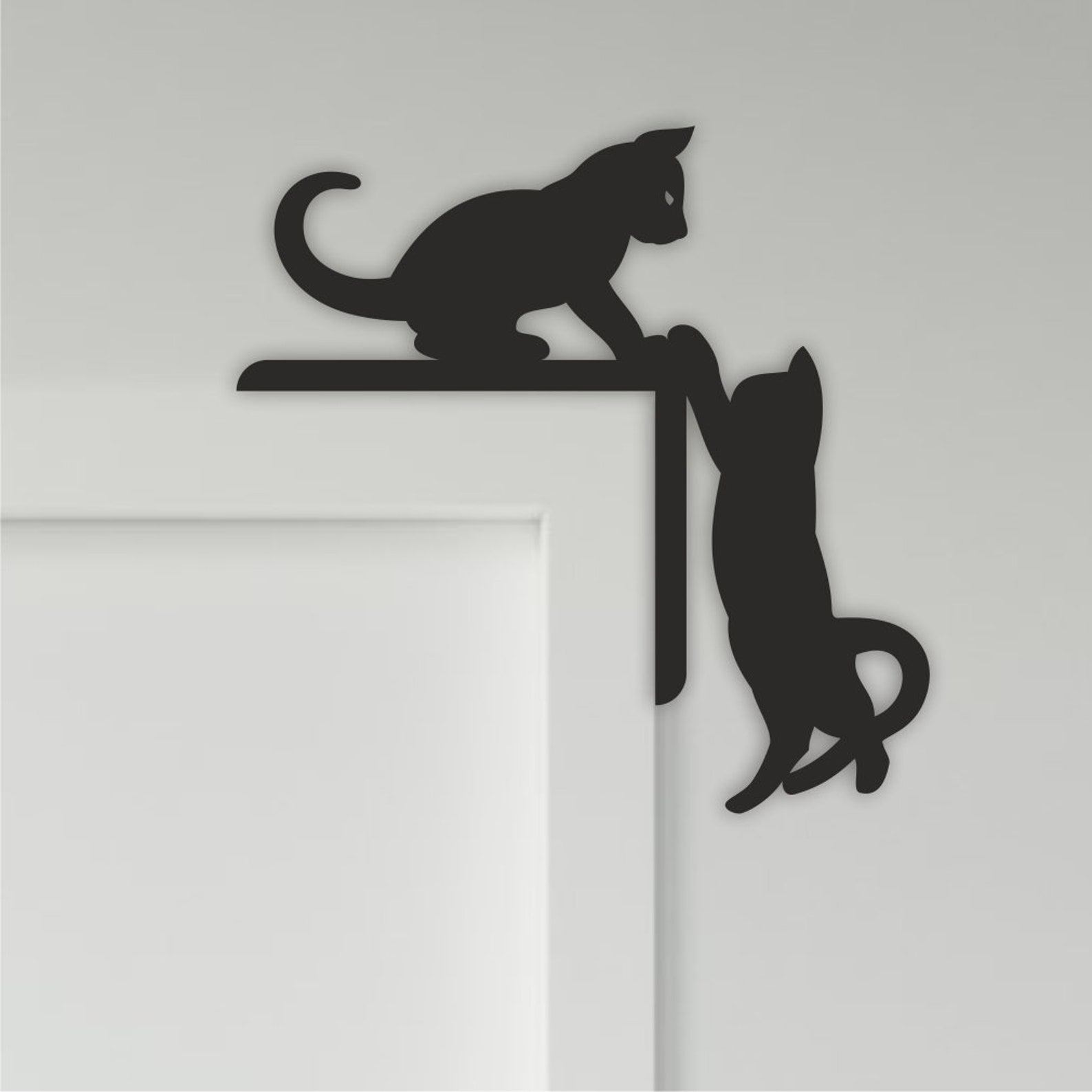 Cute Cats Door Corner Laser Cut Svg Files Door Frame Wall Art Dxf Files ...