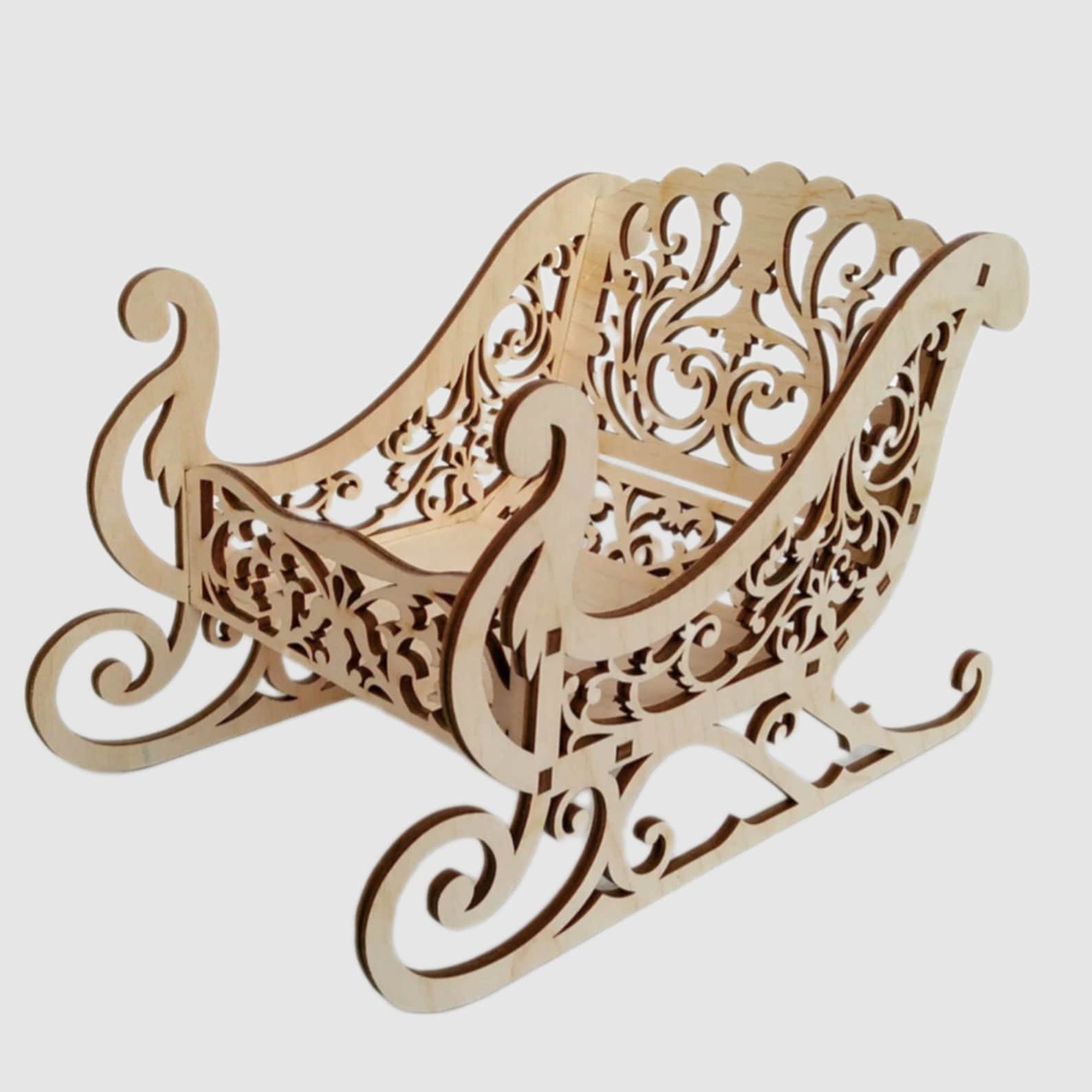 Laser Cut Christmas Santa Sleigh File Candy Dish Deer Sleigh Glowforge ...