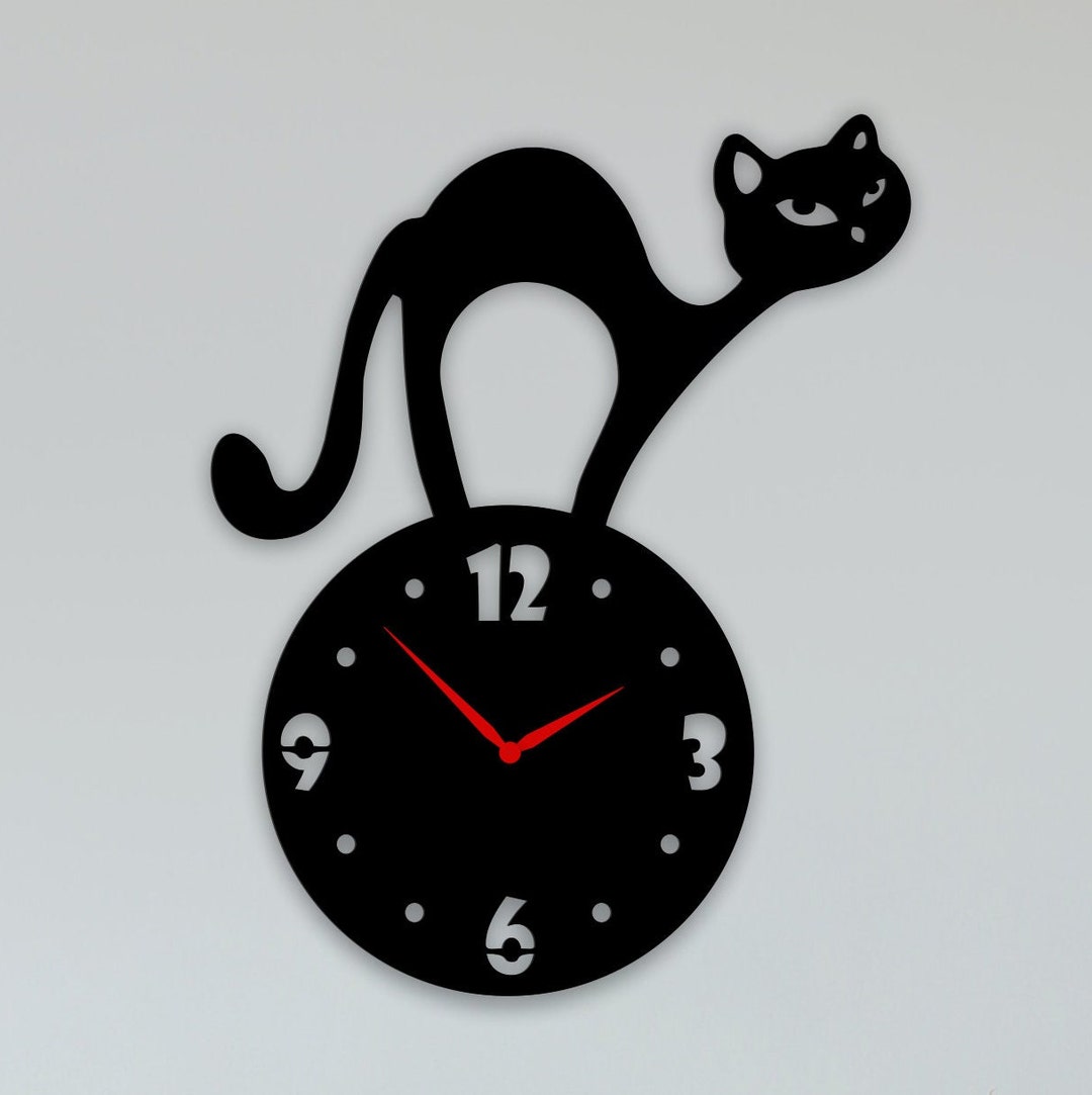 Laser Cut Cat Wall Clock File Glowforge Cnc Xtool DXF, SVG, CDR Files ...