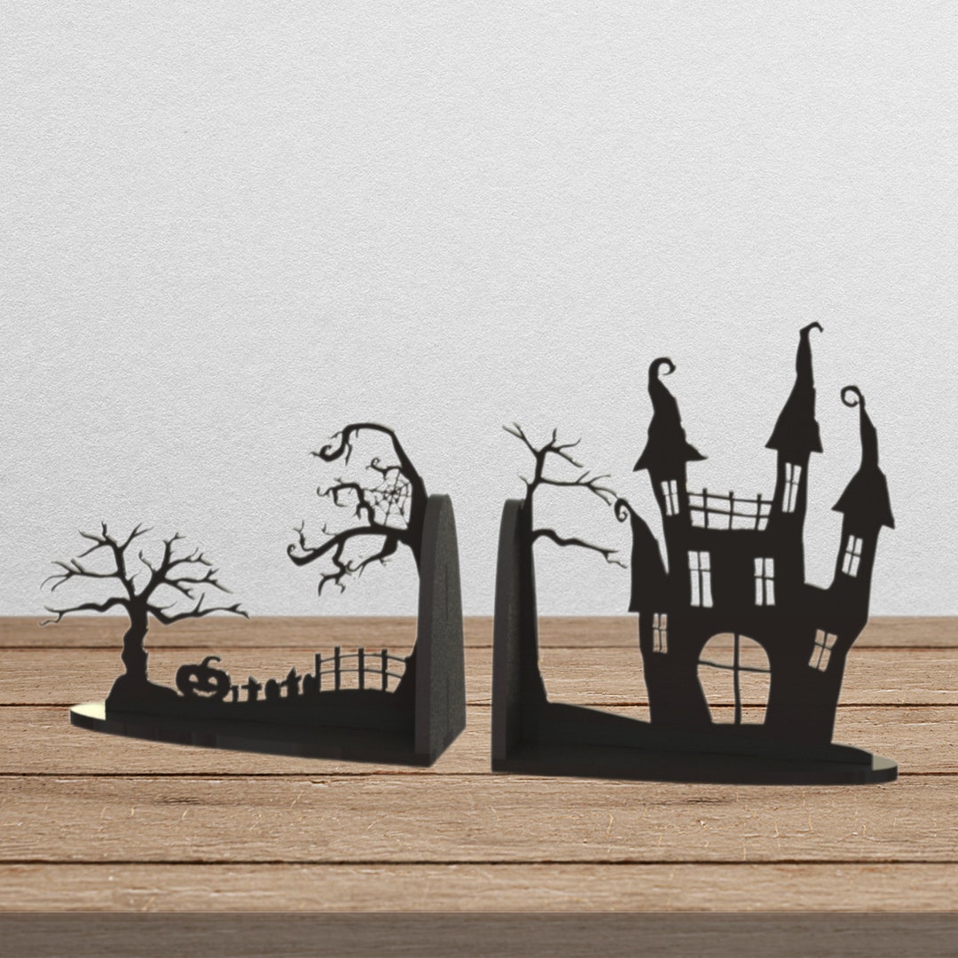 Horror Bookends Svg, Laser Cut Files, Halloween Decor, Book Ends Dxf ...