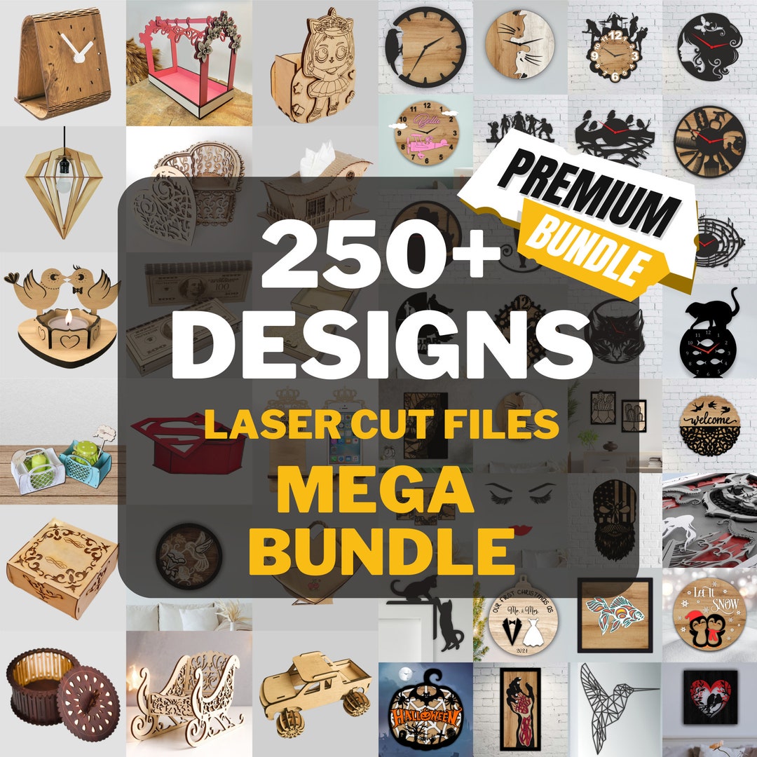 Laser Cut Mega Bundle Files Wall Decor & Clock 3mm Laser Cut Files Door ...