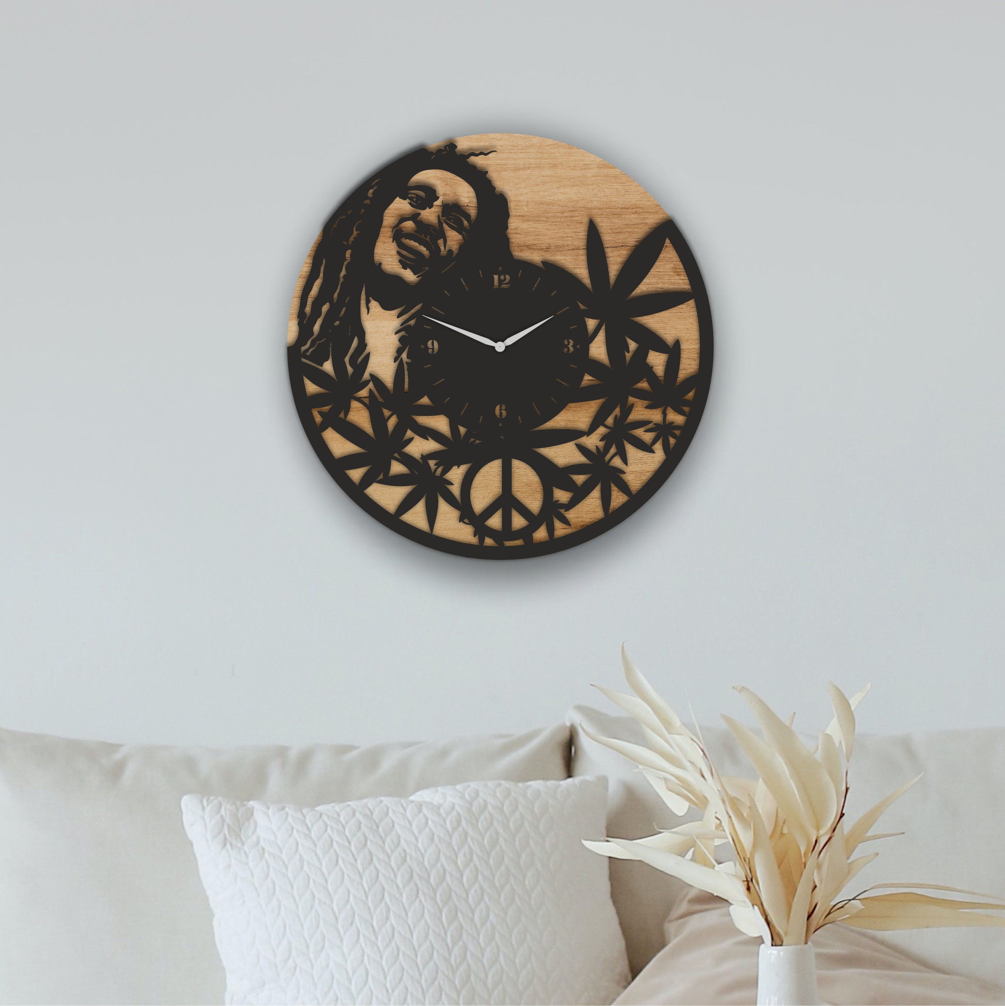 Bob Marley Clock Svg Laser Cut Files Weed Leaf Weed Leaf Cannabis ...