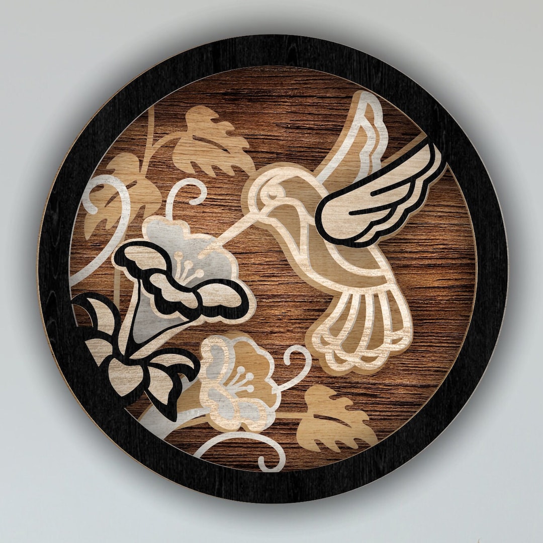 Laser Cut Multilayer Hummingbird File Wall Art Home Decor Glowforge ...