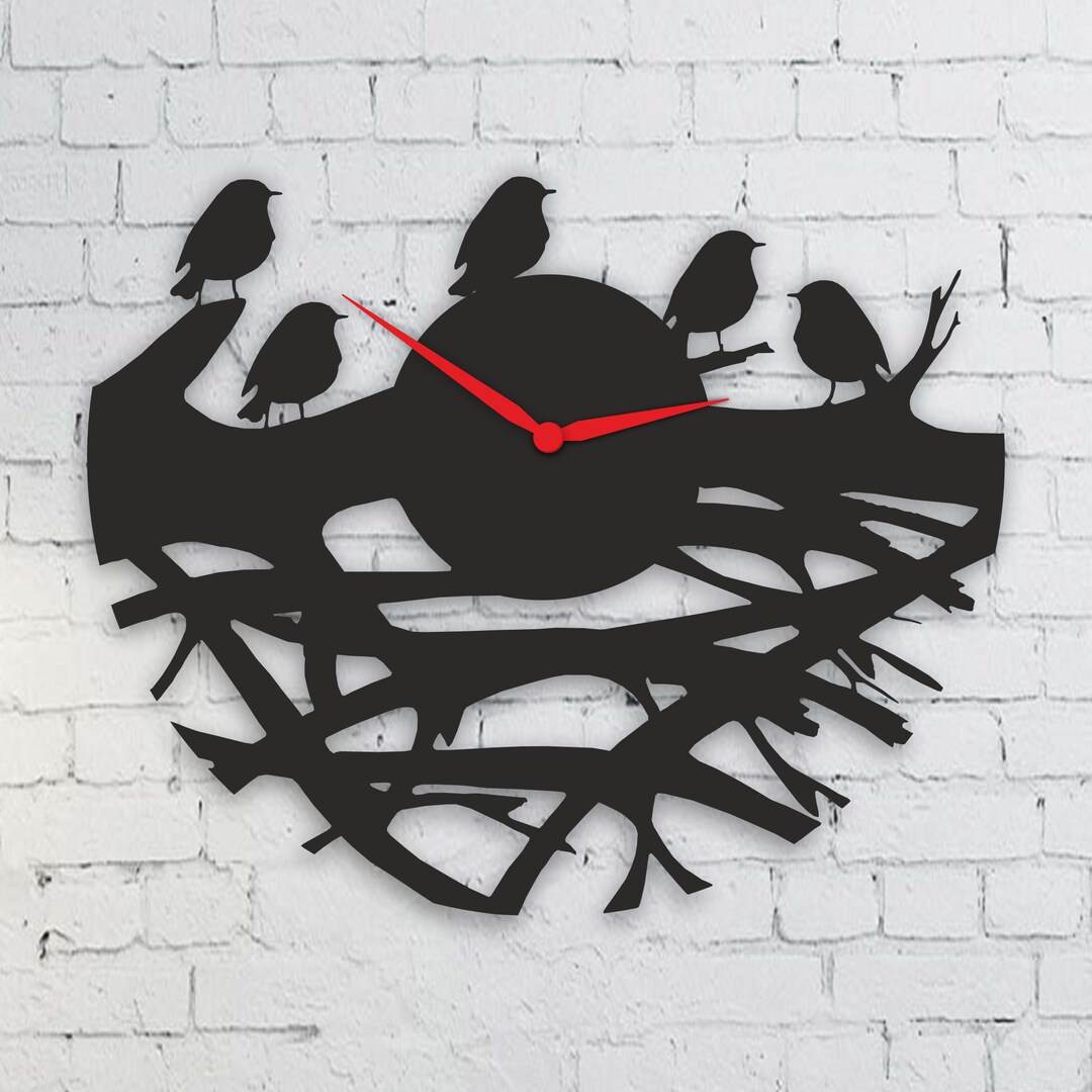 Laser Cut Birds Clock Svg Files Wall Art Home Decor Dxf Cnc Glowforge ...