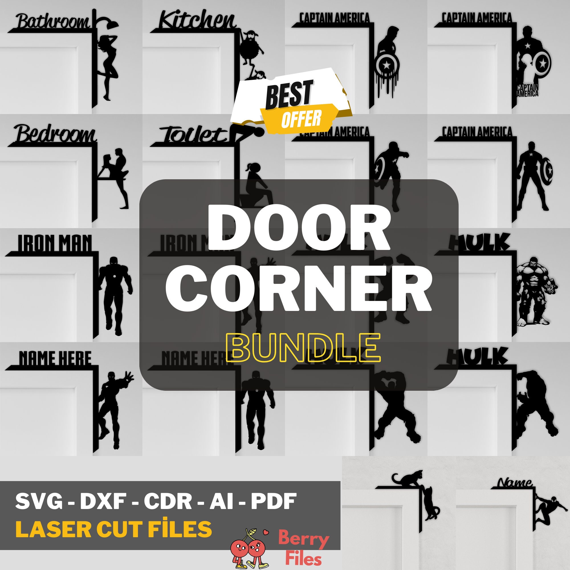 Door Corner Topper Trims Bundle Laser Cut Files Glowforge, Cricut, Cnc ...