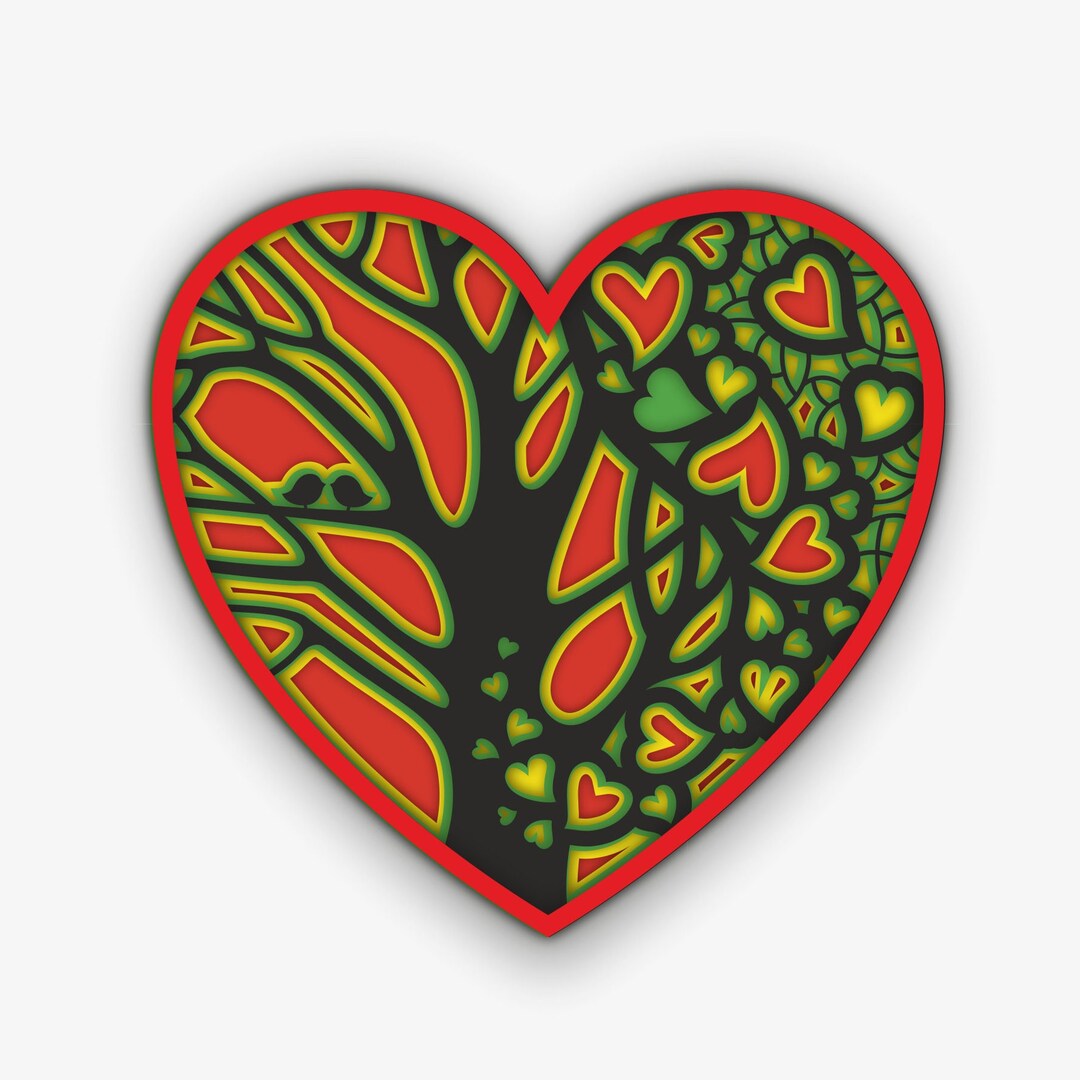 Laser Cut Multilayer Heart Tree File Wall Art Glowforge Xtool Cnc DXF ...