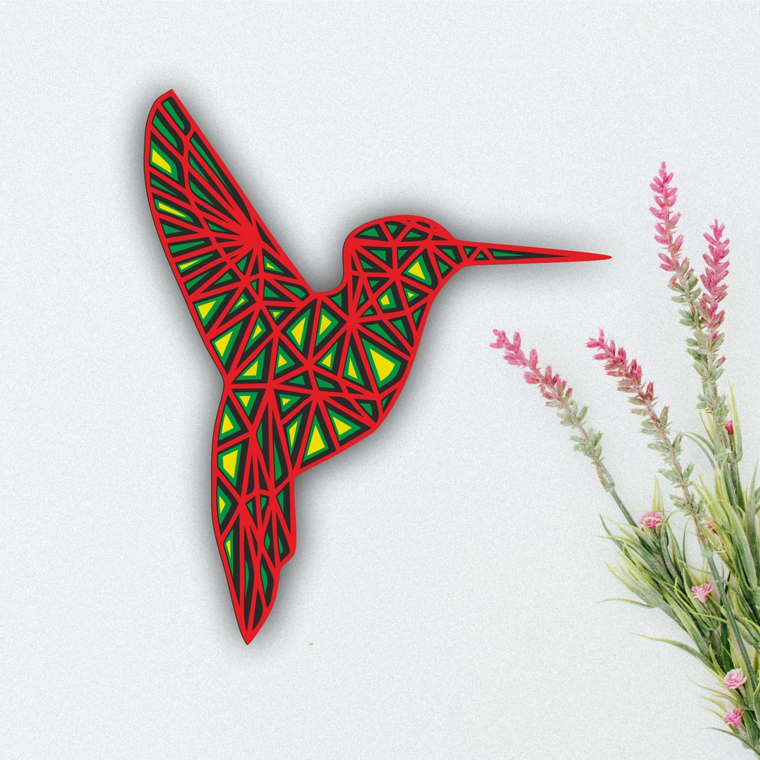 Laser Cut Multilayer Hummingbird File Geometric Wall Art Home Decor ...