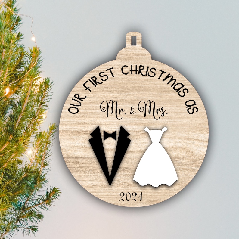 Our First Christmas Mr. & Mrs. Svg Dxf Files Glowforge Laser Cut Cnc ...