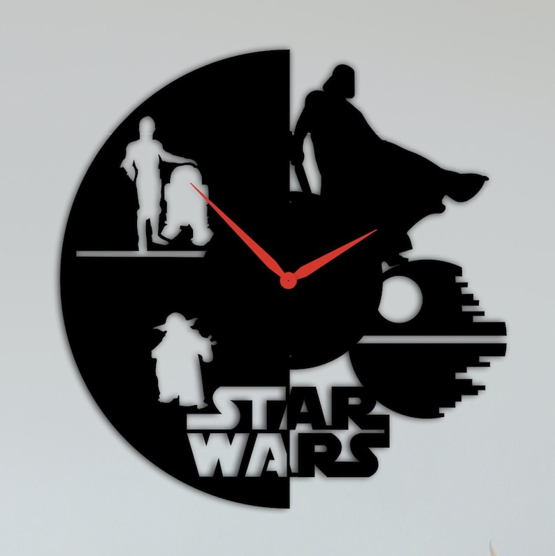 Laser Cut Star Wars Wall Clock File Darth Vader Glowforge Xtool Cnc DXF ...