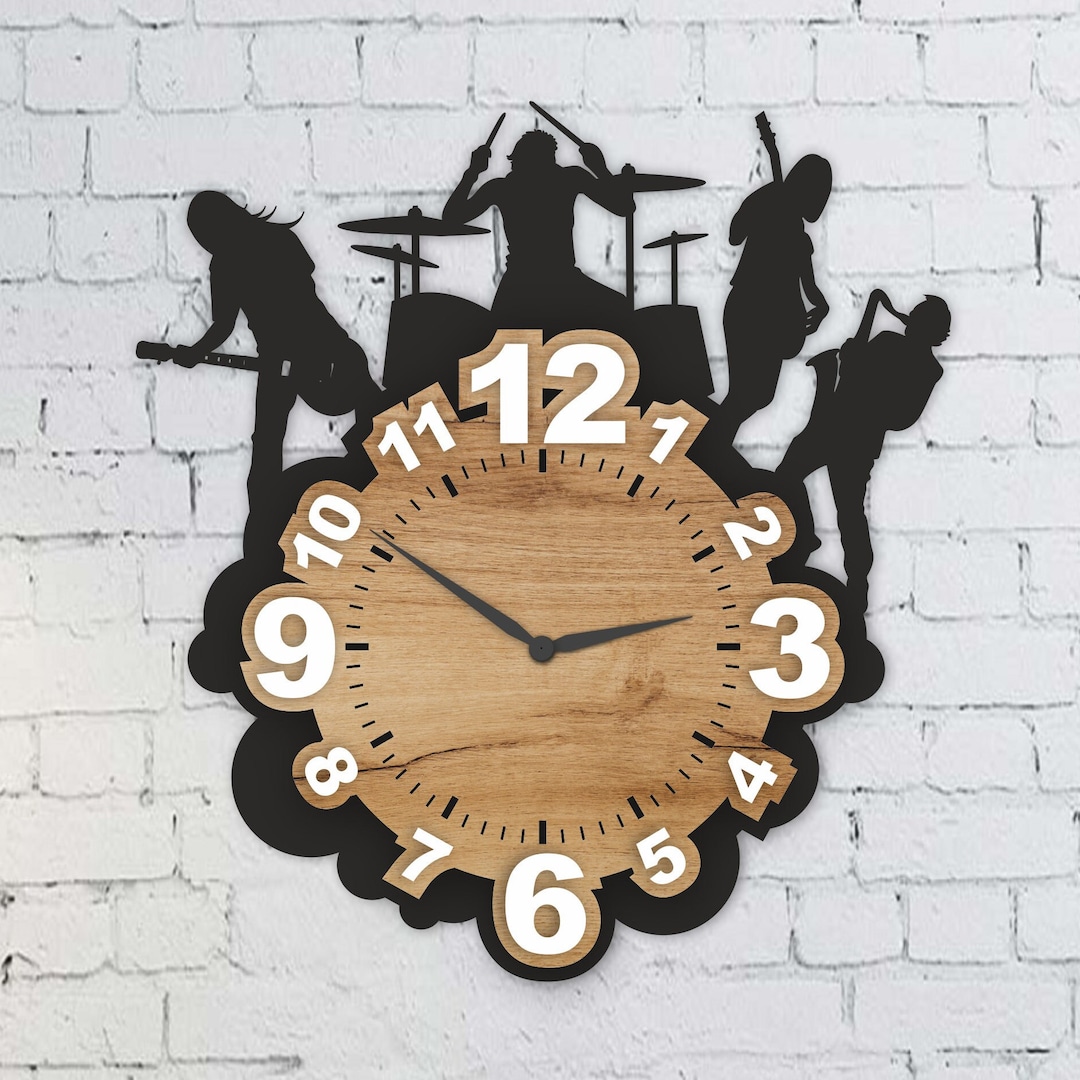 Laser Cut Musical Wall Clock Svg Files | Glowforge Xtool Lightburn Cnc ...