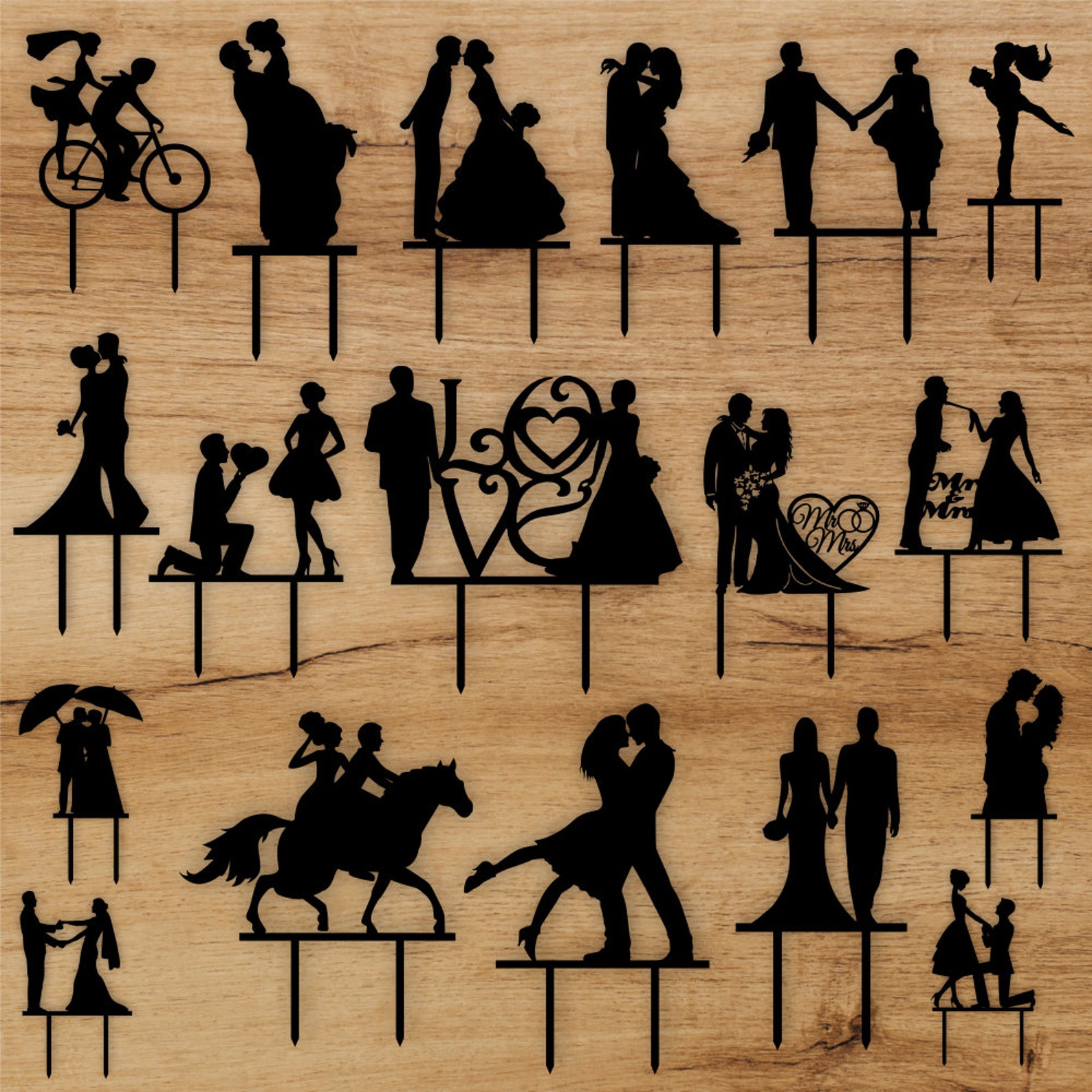 Laser Cut Wedding Cake Topper Svg Mr and Mrs Files Cake Topper Bundle ...